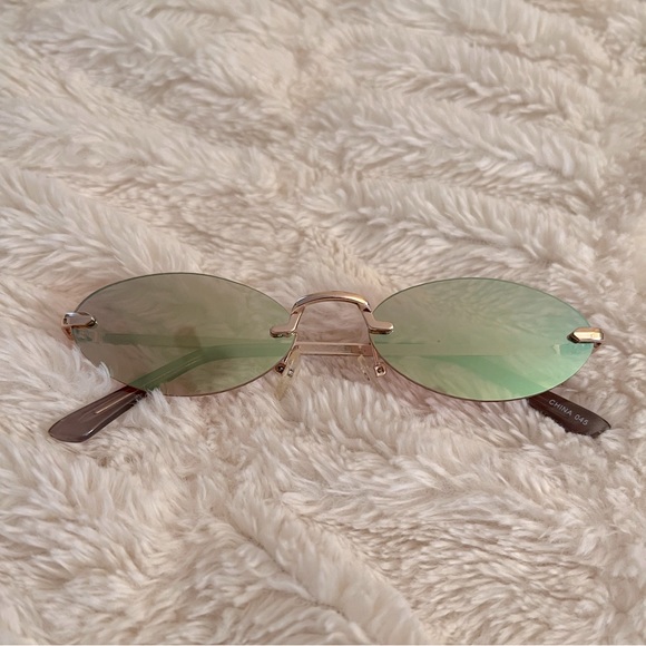 Accessories | Rounded Green Reflective Shades | Poshmark